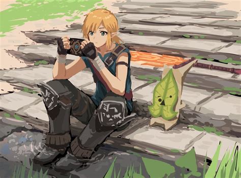 Link And Korok The Legend Of Zelda And More Drawn By Bullfalk Danbooru