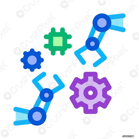 Robot Arm Proces Van Machine Leren Kleur Pictogram Vector Illustratie