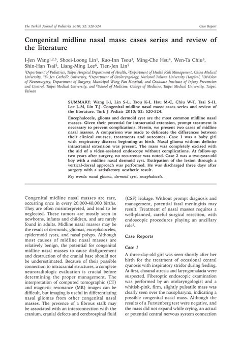 Pdf Congenital Midline Nasal Mass Cases Series And Review Of The