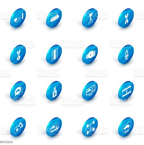 깨진 앞 유리 기어 시프터 렌치 스패너 자동차 서비스 타이어 휠 점화 플러그 및 체크 엔진 아이콘을 설정합니다 벡터 3차원 형태에 대한 스톡 벡터 아트 및 기타 이미지