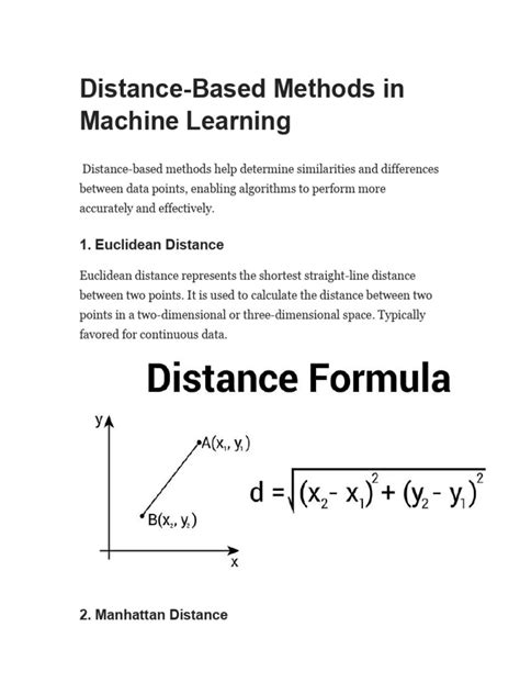 Distance Based Methods In Machine Learning Pdf