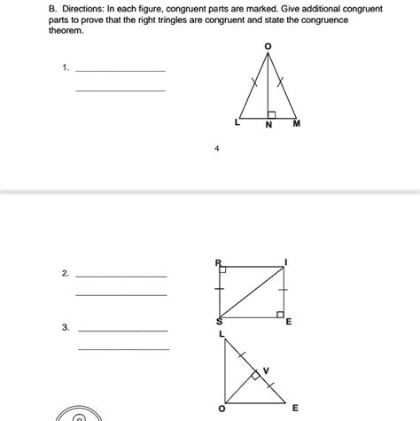 Solved Directions In Each Figure Congruent Parts Are Marked Give Additional Congruent Parts