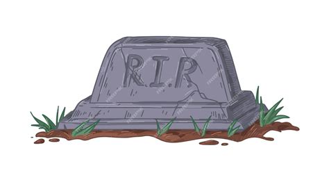 Rip 또는 Rest In Peace 비문이 있는 화강암 묘비 삭제 표시와 함께 오래 된 금이 무덤입니다 고대 무덤의