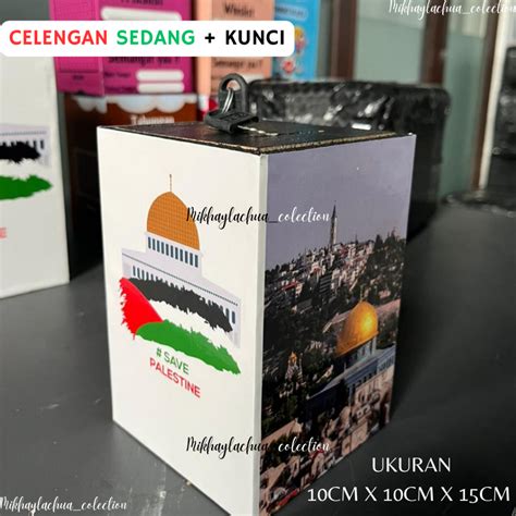 Jual Celengan Jumbo Viral Palestine Kunci Celengan Kotak Amal Bentuk Masjid Al AQSA Save