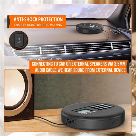 Kuephom Reproductor De Cd Portátil Para Coche Reproductor De Cd Walkman