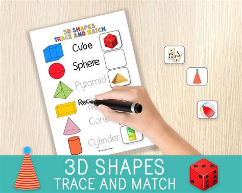 D Shapes Trace And Match Activity Geometry Worksheet Etsy