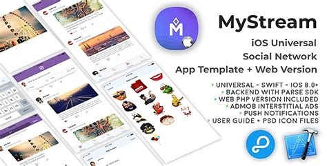 mystream ios universal social network app template web php version