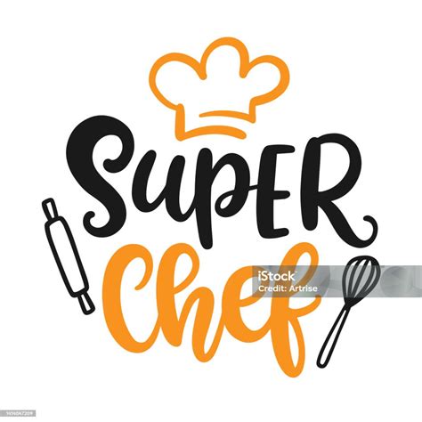 Logo Koki Super Lambang Huruf Tulisan Tangan Master Chef Ilustrasi Stok