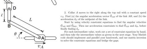 Solved D 2 Collar A Moves To The Right Along The Top Rail With A