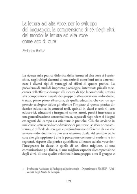 Pdf La Lettura Ad Alta Voce Per Lo Sviluppo Del Linguaggio La