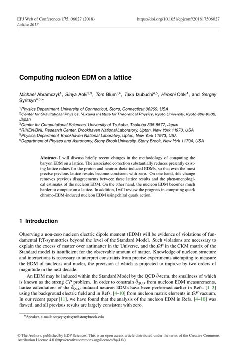 Pdf Computing Nucleon Edm On A Lattice