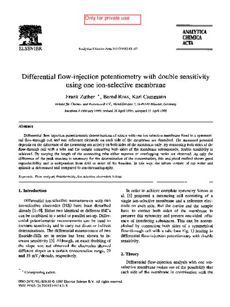 Pdf Differential Flow Injection Potentiometry With Double Sensitivity Using One Ion Selective