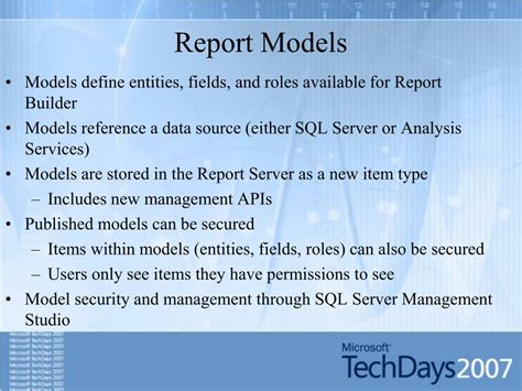 Ppt Building Ad Hoc Reports Using The Sql Server 2005 Reporting