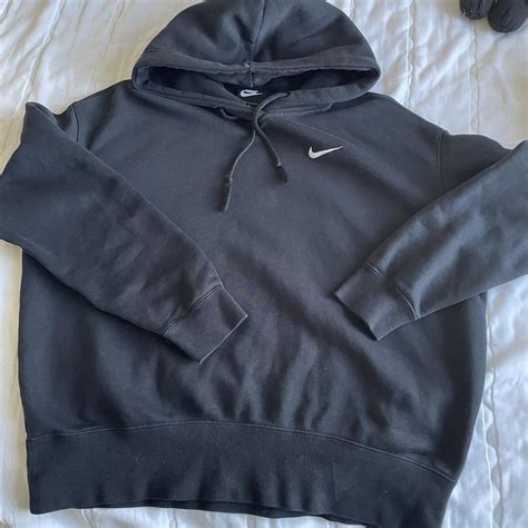 Black Nike Embroidered Logo Hooded Sweatshirt Depop