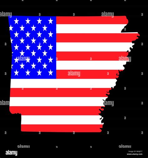 Map Of The Us State Of Arkansas With American Flagvector