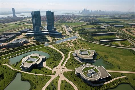 그린 필드에 대형 건물의 조감도 강 건물 높은 해상도 배경 일러스트 및 사진 무료 다운로드 Pngtree