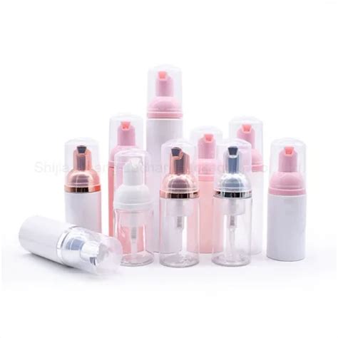 Plastic Mouse Foam Bottle With Rose Gold Lid Sliver Cap