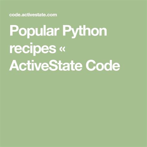 Popular Python Recipes For Coding Enthusiasts