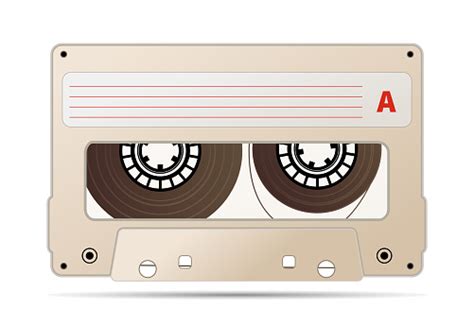 마그네틱 테이프 빈티지 개체 흰색 절연에 대 한 자세한 베이 지 오디오 카세트 1980 1989 년에 대한 스톡 벡터 아트 및