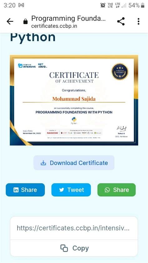 Mohammad Sajida On Linkedin Day54 Pythoncertificate