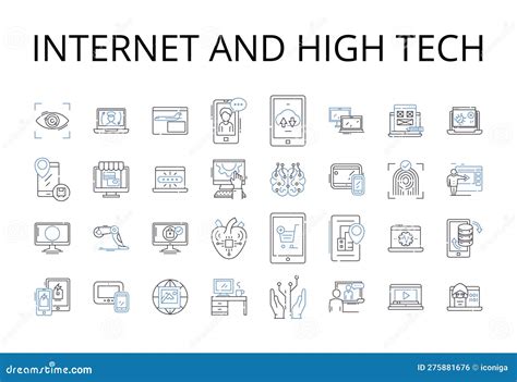 Internet And High Tech Line Icons Collection Cyberspace World Wide Web Digital Age Data
