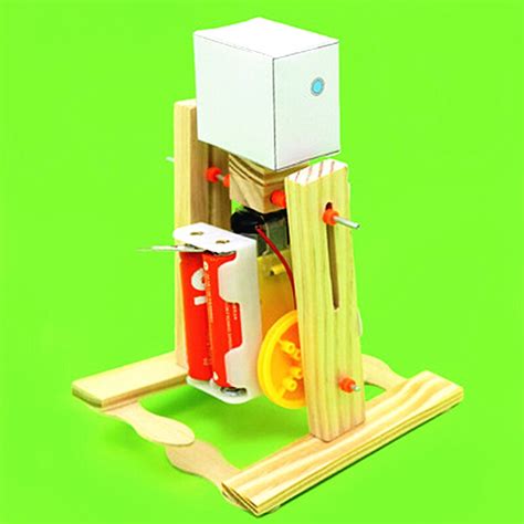 diy wooden electric science walking robot toy mode grandado