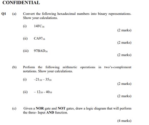 solved confidential q1 a convert the following hexadecimal