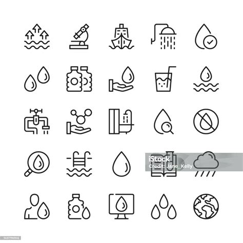 Water Line Icons Outline Symbols Vector Line Icons Set Stock