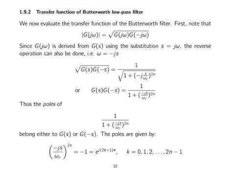 solved 1 9 2 transfer function of butterworth low pass