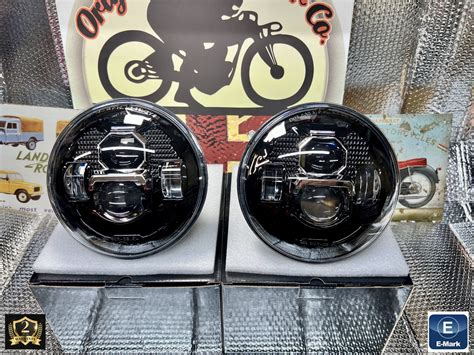 Land Rover Defender Led Headlight Pair 7 Drl Indicator Dot E
