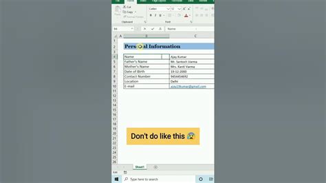 How To Put Automatic Right Aligned Colon In Excel Excel Shorts Exceltricks Youtube