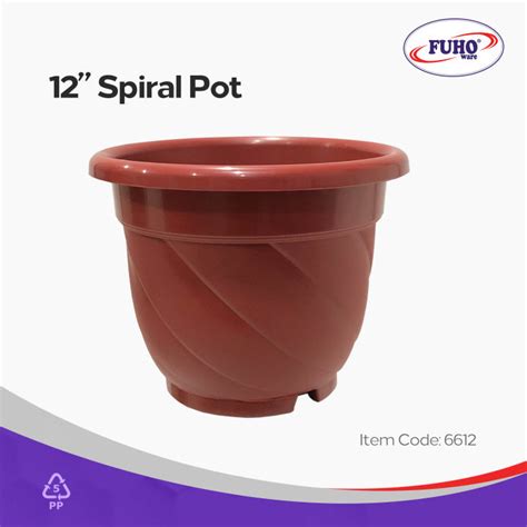 Fuho 12 Inches Spiral Flower Pot Plastic Pots Garden Outdoor