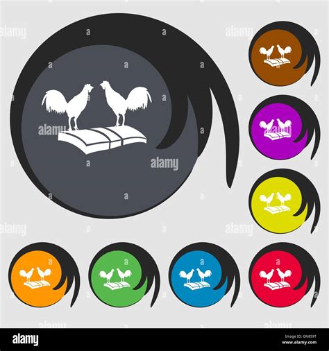 Cock Fights Icon Symbols On Eight Colored Buttons Vector Stock Vector Image And Art Alamy