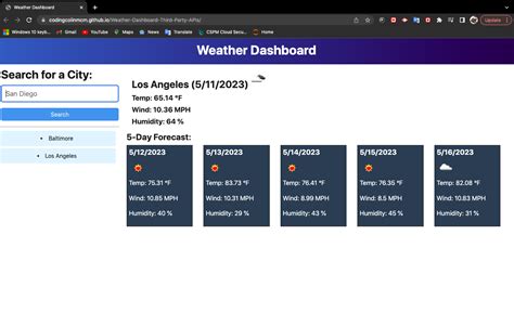 Github Codingcolinmcmweather Dashboard Third Party Apis Deployed