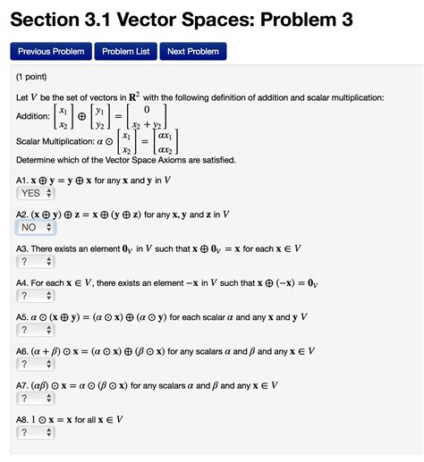 Solved Section 31 Vector Spaces Problem 3 Previous Problem