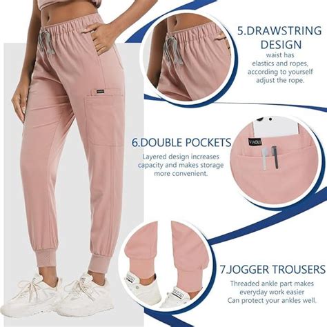 Viaoli Womens Scrub Set V Neck Top And Jogger Pants Modern Nursing