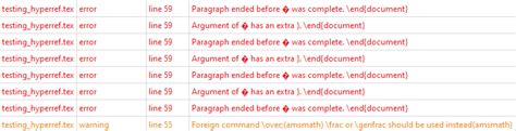 pdflatex latex hyperref error argument of has an extra } end