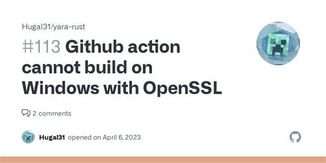 github action cannot build on windows with openssl · issue 113