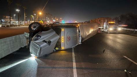 All Lanes Open After Big Rig Overturns On I 10 Slowing Down Westbound