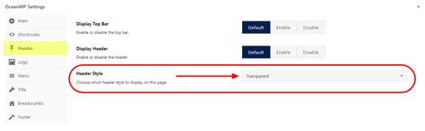 Header Oceanwp Settings Documentation