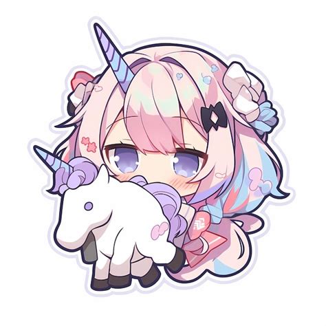 Premium Ai Image Adorable Kawaii Illustrated Chibi Anime Unicorn Girl