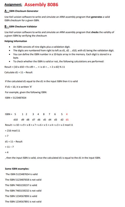 solved assignment assembly 8086 a isbn checksum generator