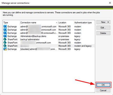 Creating Data Backup Server Connections Connecting To Sharepoint