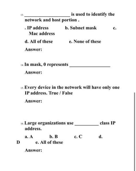 solved 13 is used to identify the network and host portion