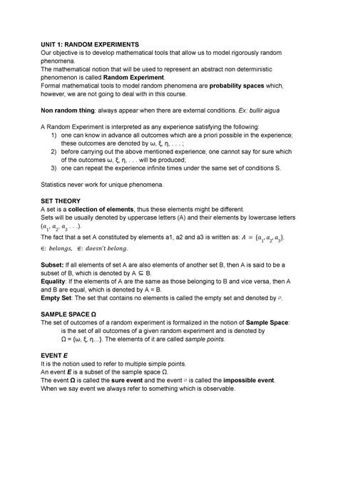unit 1 random experiments unit 1 random experiments our objective is