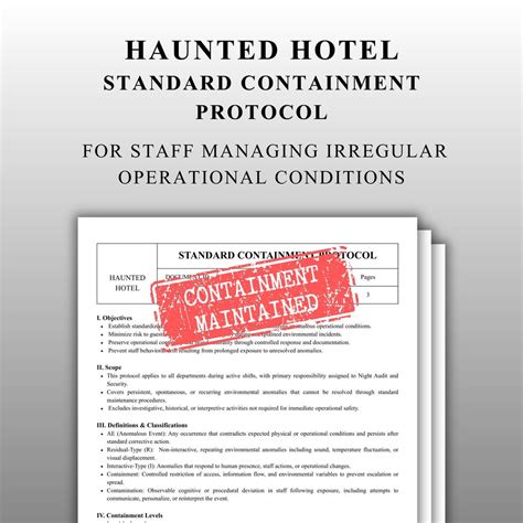 Standard Containment Procedures Internal Protocol Haunted Hotel Etsy