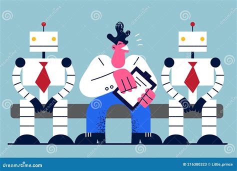 Human Versus Artificial Intelligence Vector Concept AI Superior To Businessman Standing On