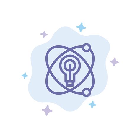 Atom Education Nuclear Bulb Blue Icon On Abstract Cloud Background
