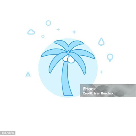 棕櫚樹與堅果平的向量例證 圖示淺藍色單色設計可編輯的筆劃向量圖形及更多一個物體圖片 一個物體 個性 剪裁圖 Istock