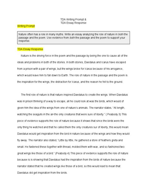 Sara Castello 001 Tda Writing Prompt Pdf Nature